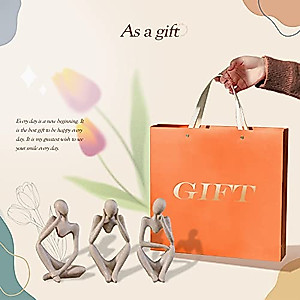 UMYTH Thinker Statues Set of 3, Sandstone Resin Thinker Statue Ornaments, Abstract Style Sculpture Statue Collectible Figurines for Home Decor/Office/Bookshelf/Desktop/Decorations