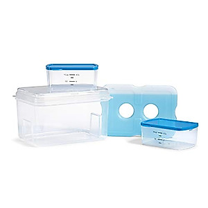 Fit & Fresh 216HL Entree Set with Ice Pack, 3 Reusable Portion Control Containers, BPA-Free, Microwave/Dishwasher Safe Lunch Box, Entrée, Blue