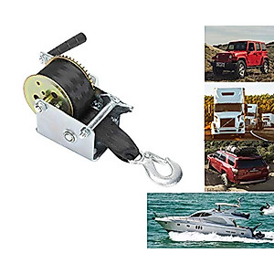 VOWAGH 600lbs 26FT 2" Hand Winch Hand Crank Strap Gear Winch Fit for ATV Boat Trailer Heavy Duty