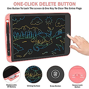 LCD Writing Tablet 10 Inch Toddler Doodle Board,Colorful Drawing Tablets,Electronic Writing Pads, Educational and Birthday Gifts for 3 4 5 6 7 Years Old Girls Boys and Kids (Pink)