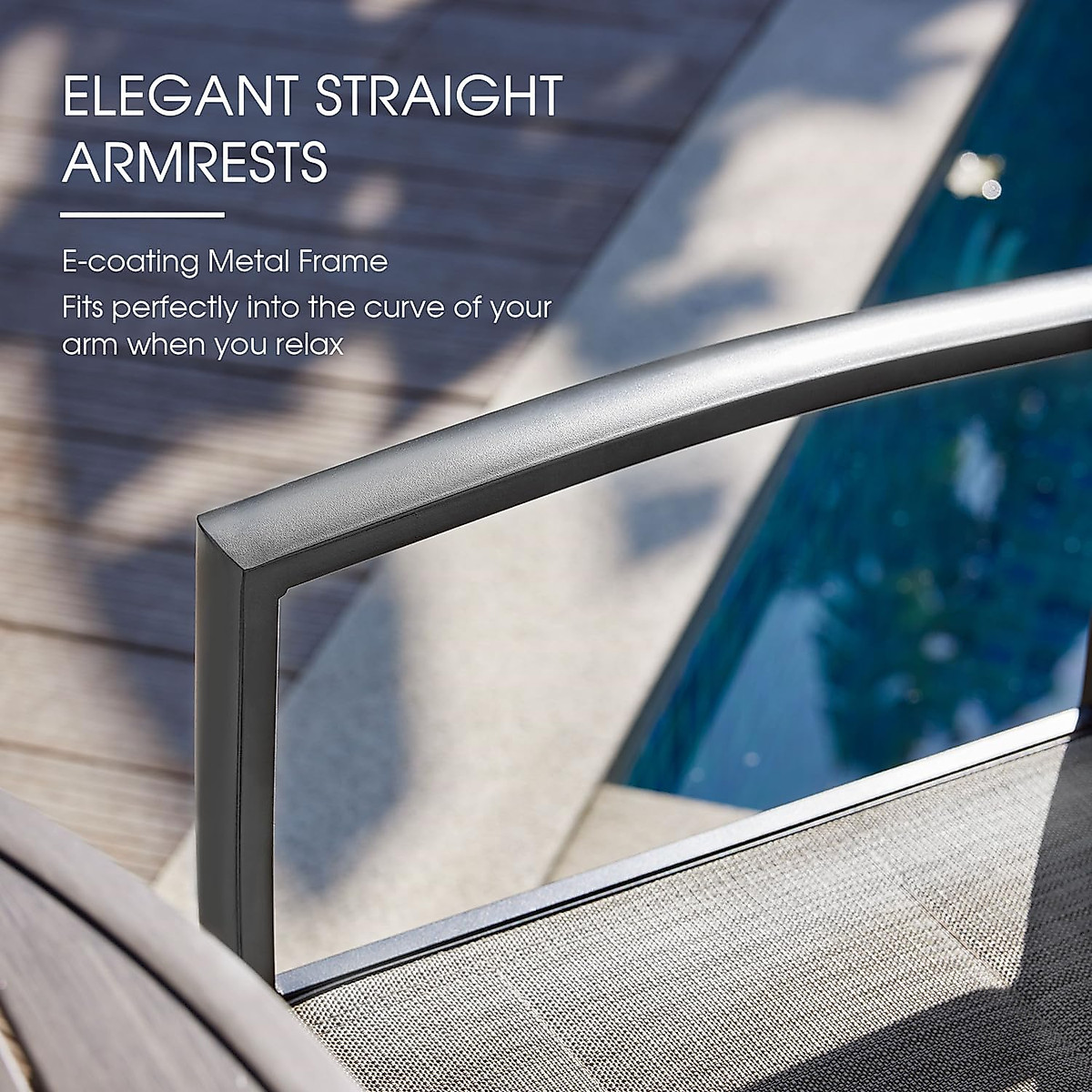 VICLLAX Stackable Patio Chairs Set of 2, All Weather Metal Outdoor Dining Chairs with Padded Foam for Lawn, Garden, Poolsides, Black Finish Frame