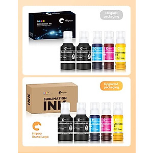 Hiipoo 580ML Sublimation Ink for EcoTank Supertank Inkjet Printer ET-2400 ET-2720 ET-2760 ET-2800 ET-2803 ET-2850 ET-3760 ET-4800 ET-15000 Heat Press Transfer on T-Shirt (Autofill/ICC-Free/Anti-UV)