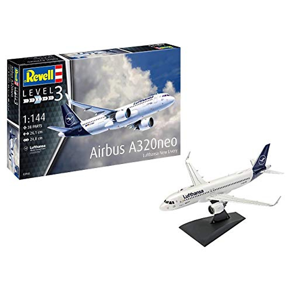Revell 03942 Airbus A320 Neo Model Kit, 1:144 Scale, Multi-Color