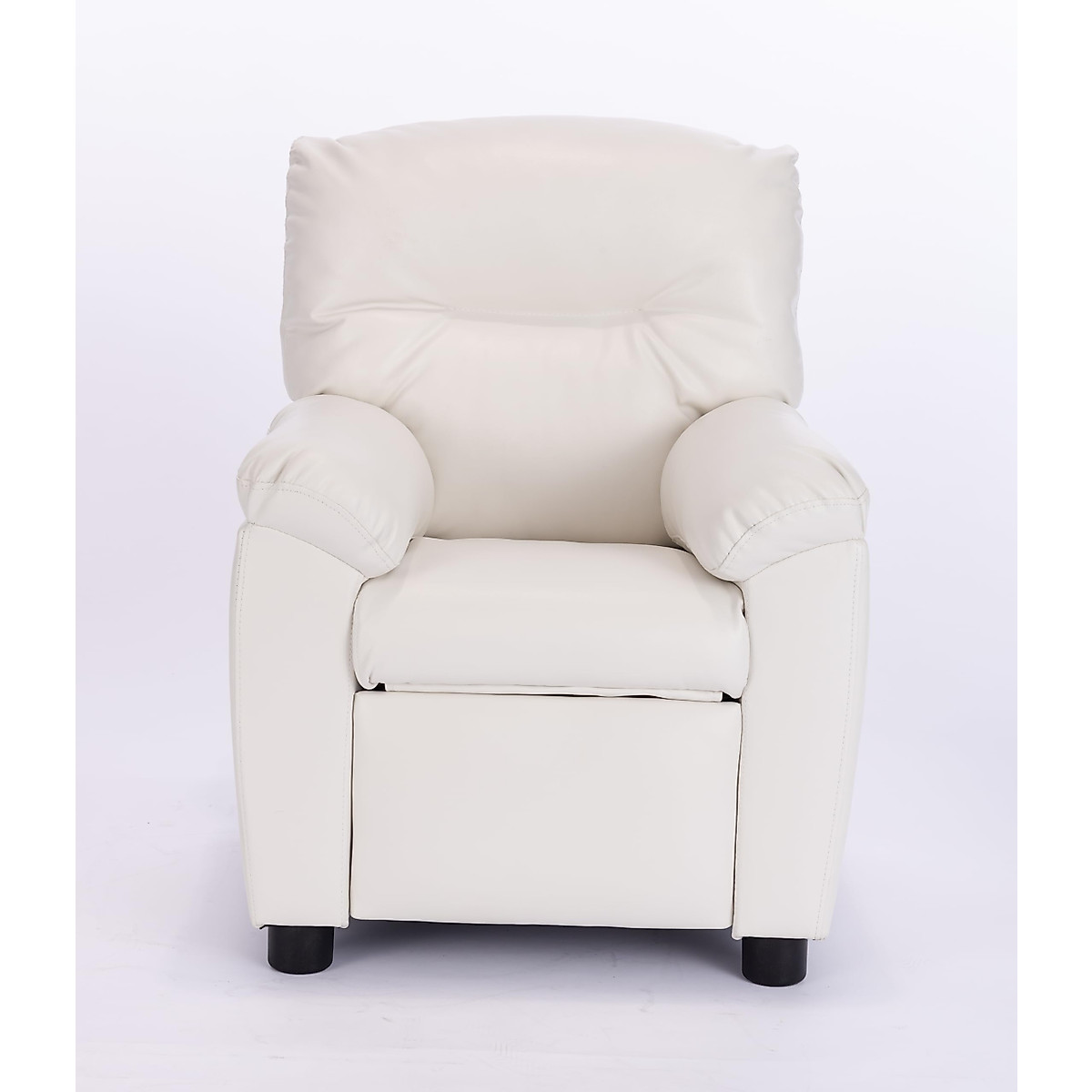 Q-Max Modern Sofa Chair with Pillow Top Armrest and Footrest, White Finish Children Recliner