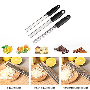 esLife Grater for Kitchen, 3 Pack Zester Stainless Steel, Kitchen Tool for Cheese, Lemon,chocolate, Ginger, Potato, Vegetable & Fruit