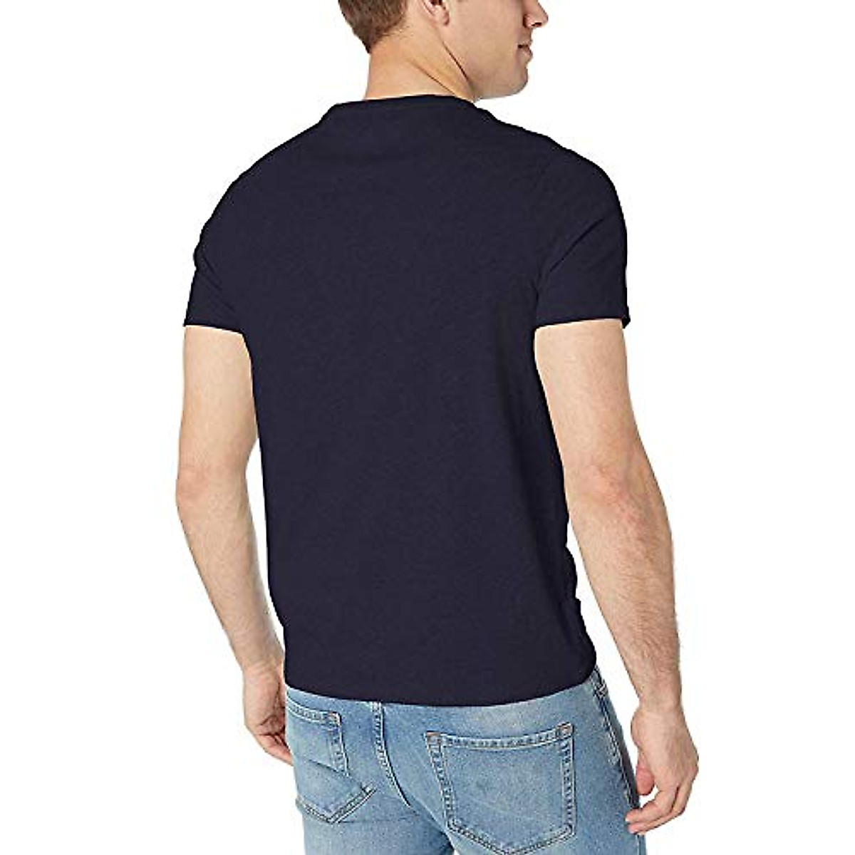 Tommy Hilfiger Men's Short Sleeve Crewneck T Shirt with Pocket, Navy Blazer, Small