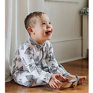 Burt's Bees Baby baby boys Romper Jumpsuit, 100% Organic Cotton One-piece Coverall and Toddler Footie, Penned Peaks Zip, 3 Months US