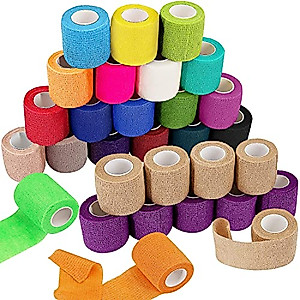 BQTQ 30 Rolls Self Adhesive Bandage Wrap 2 inch Self Adherent Wrap Tape Breathable Athletic Tape Stretch Sports Wrap Self Adhesive Wrap for Wrist Ankle Swelling Sprains(Rainbow Color)