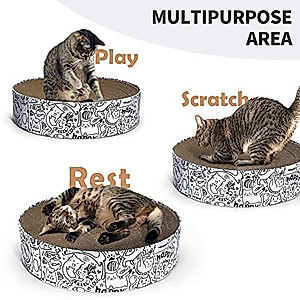 Cat Scratcher Cardboard 2in1 Round Cat Cardboard Bed Cat Scratch Pad Bowl for Indoor Cats Corrugated Lounge Bed&Furniture Protector &Training Toy XL