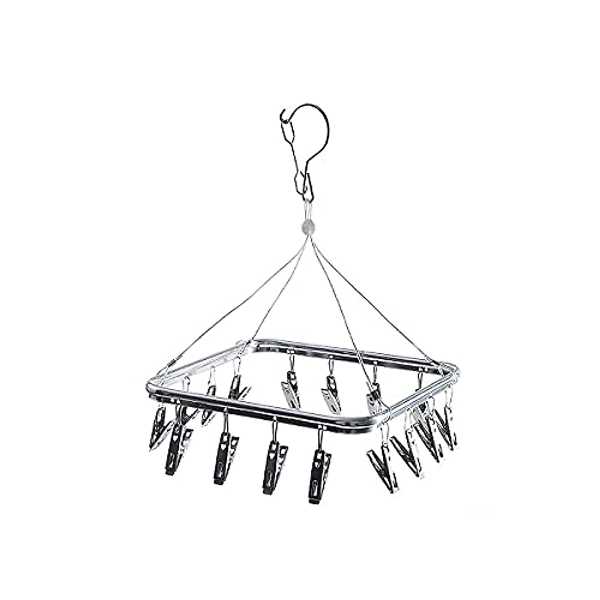 DT001 16 Clips Drip Hanger, Clothes Hanging Drying Rack Sock Hanger Underwear Hanger , Hanger for Towels, Bras, Baby Clothes, Gloves, Aluminium Alloy Laundry Hanging Air Dryer(Silver)