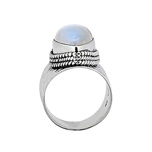 YoTreasure Rainbow Moonstone Solid .925 Sterling Silver Teardrop Ring (5)