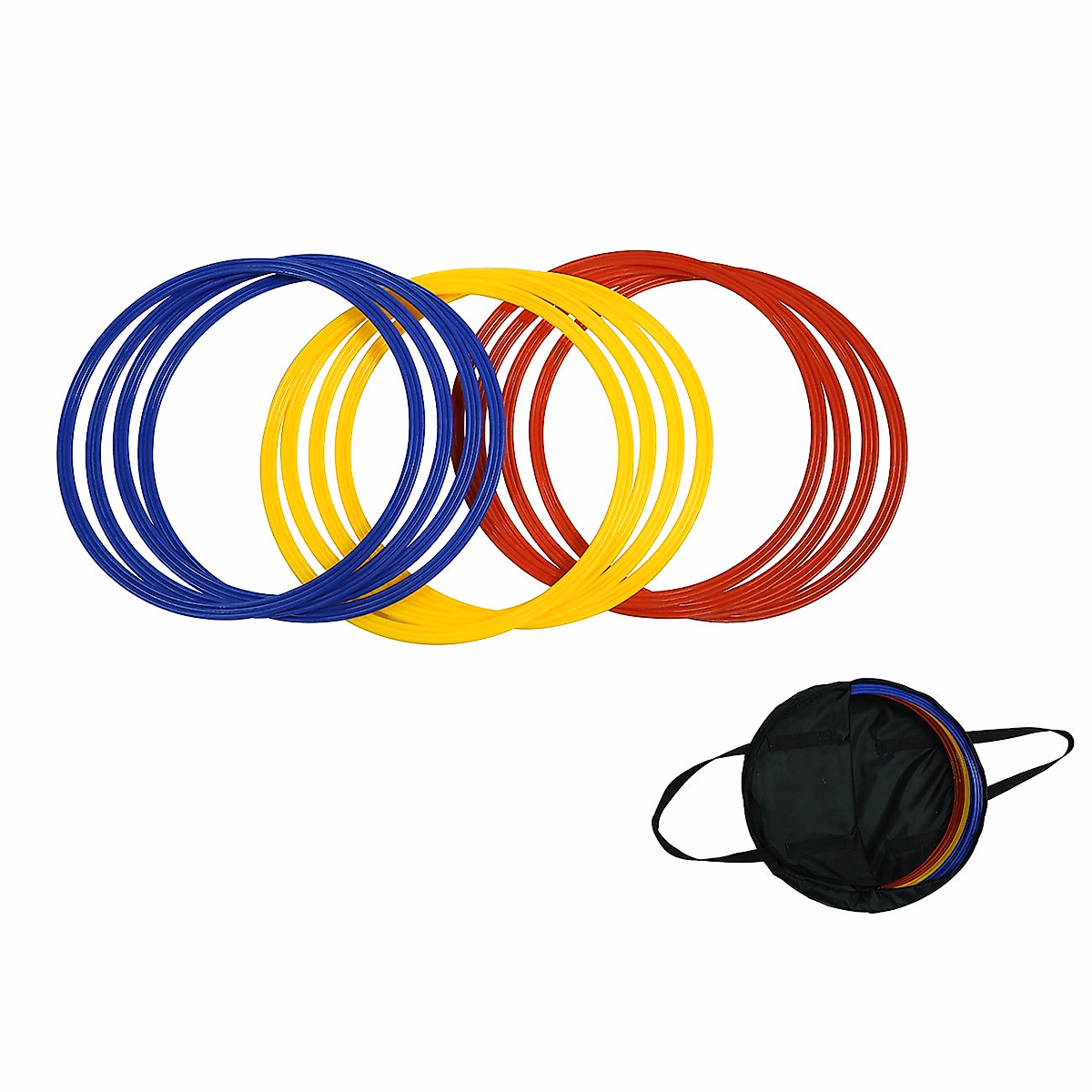 Trademark Innovations Speed & Agility Training Rings - Set of 12 - 16" Diameter - With Carrycase - (Multicolor)