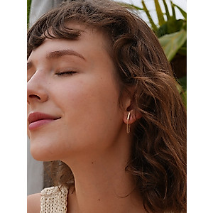 S.Leaf Stud Earrings with Chain Sterling Silver Chain Earrings for Women Bar Earrings Dangle Earrings for Women Girls Trendy (01_Bar_18K Gold)