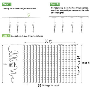 Solhice LED Curtain Lights Outdoor 30ft x10ft White, 720 LEDs 8 Modes Plug in Window Christmas String Lights Indoor, Twinkle Lights for Patio Wedding Party Yard Decor (Not Connectable)