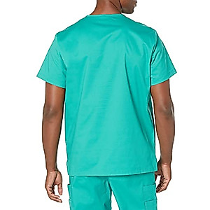 Amazon Essentials Men's V-Neck Scrub Top with Pockets, Emerald Green, Large