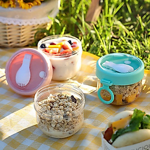 Elivonix Jars for Overnight Oats, Overnight Oats Jars with Lids and Spoon, 20oz Oatmeal Cups Jars with Lids, 2 Pack Plastic Yogurt Jars Containers for Overnight Oats