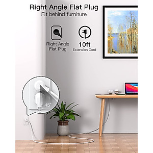 Desk Clamp Power Strip 10ft Flat Plug Extension Cord with USB C, 2 Outlets, Surge Protector USB C (PD 20W), USB A(QC 18W) Fast Charging Ports,Table Outlets for Home, Office