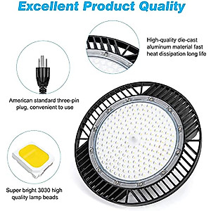 Juyace UFO LED High Bay Light 200W 28000lm 800W HID/HPS Equivalent High ...