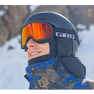 Giro Roam Ski Goggles - Snowboard Goggles for Men, Women & Youth - Red Midnight Podium Strap with Amber Scarlet/Yellow Lenses