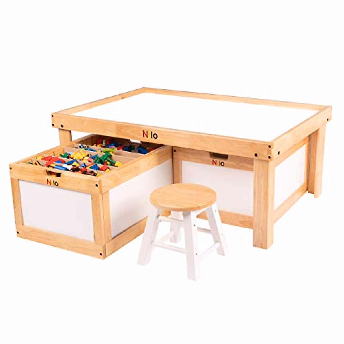 NILO N51N Kid's Play Table Compatible with Legos, Duplo, Trains, Games, Building, Lincoln Logs Safe Fun for Children Educational Toy Board Durable (No Holes, 32x48x20)