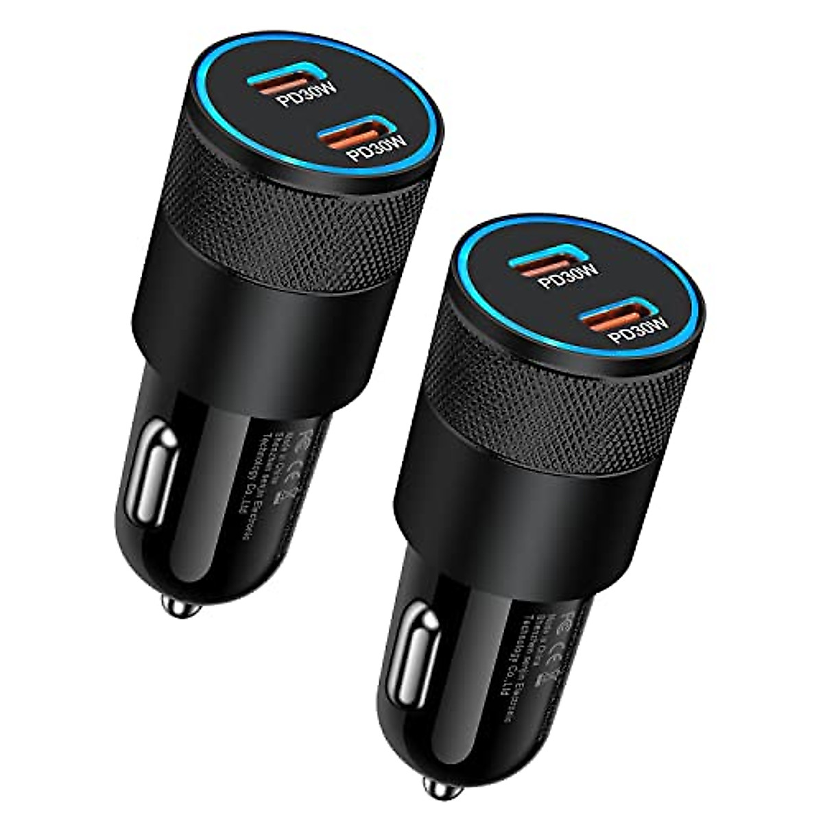 60W USB C Car Charger, 2 Pack AILKIN USB C Cigarette Lighter Adapter Fast Charging Dual Port PD3.0 Type C Car Charger Plug Compatible with iPhone 14 13 12 11 Pro Max Mini XR Galaxy S22/21 Google Pixel