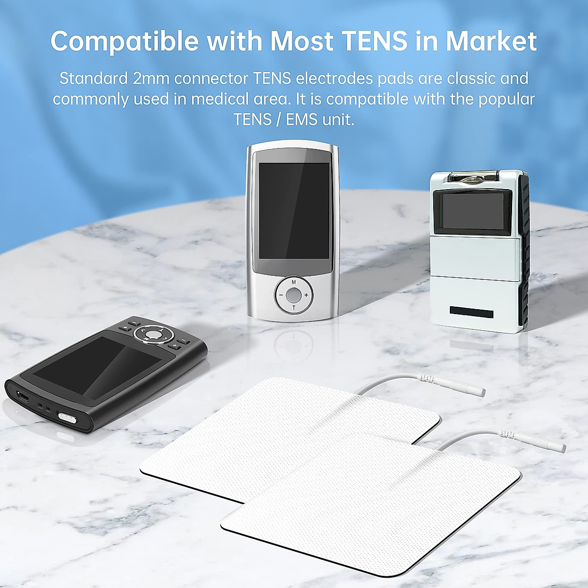 Extra Large Tens Unit Replacement Pads 4'' x 4" (12 Pcs) with Pad Holder, Reusable and Self-Stick Electrodes TENS Pads Compatible with AUVON TENS 7000 EMS Machine (Latex-Free and NonIrritating)