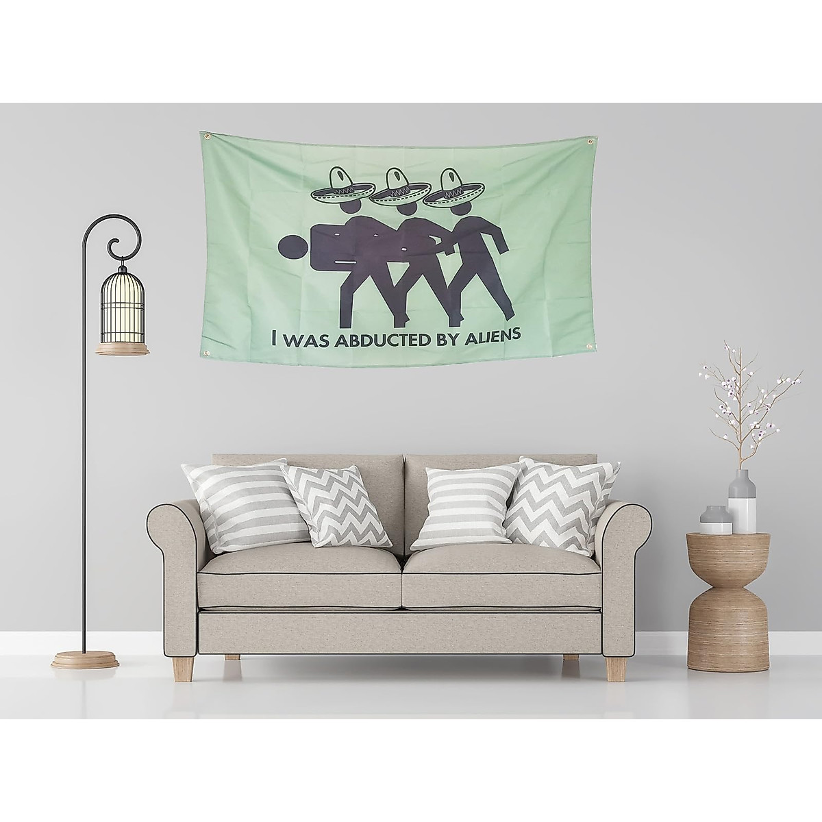 OINEIZ I Was Abducted By Aliens Funny Flags for Room Guys Teen College Dorm, 3x5 Outdoor Meme Cool Flags Boys Man Cave Fun Cheap Party Bedroom Frat House Wall Décor (Green-2)