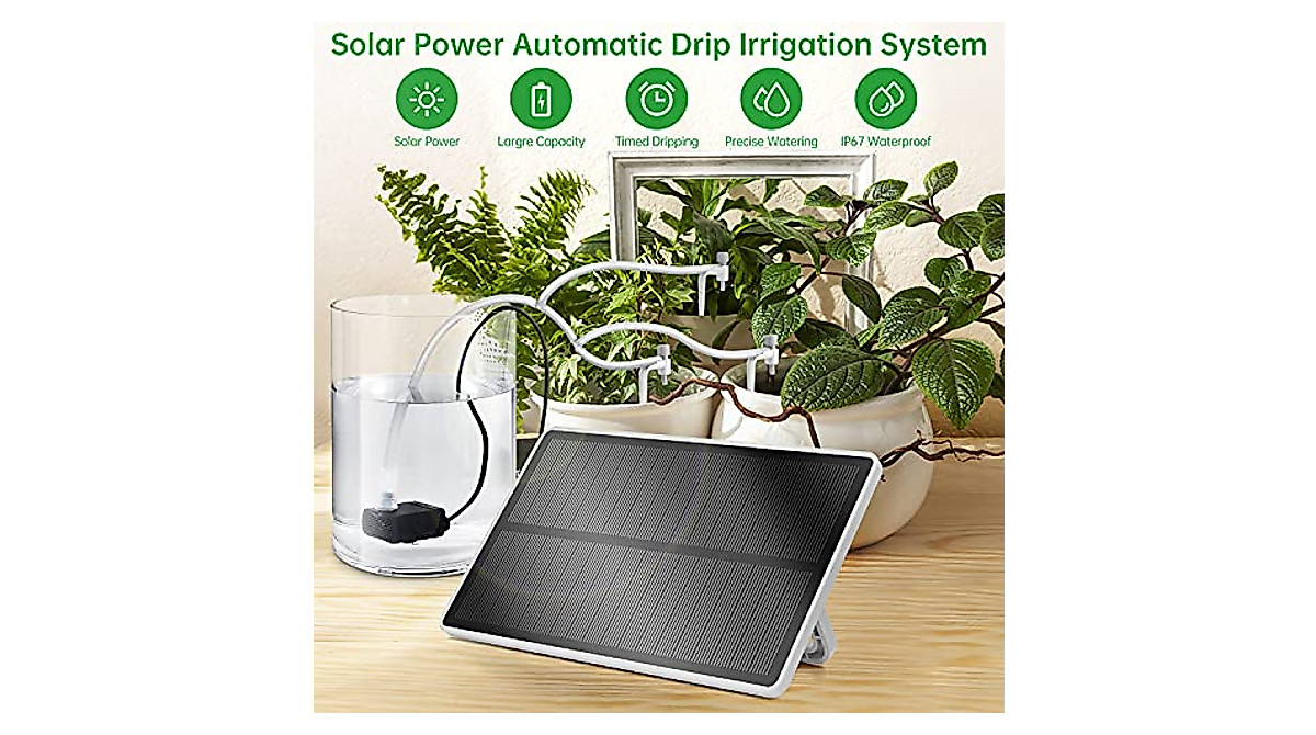 Solar Power Rechargeable Drip Irrigation Kit – Self-Watering System for ...