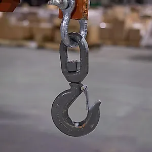 Titan Attachments Fork Mounted Adjustable Hoist Jib Boom Crane, Manual Telescopes 79"-147", 6000 LB Lift Capacity, Two 3 Ton Swivel Hooks, Ideal for Warehouse or Factories