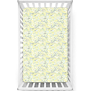 Pastel Themed Fitted Crib Sheet,Standard Crib Mattress Fitted Sheet Ultra Soft Material-Great for Boy or Girl Room or Nursery,28“ x52“,Pastel Yellow and Multicolor
