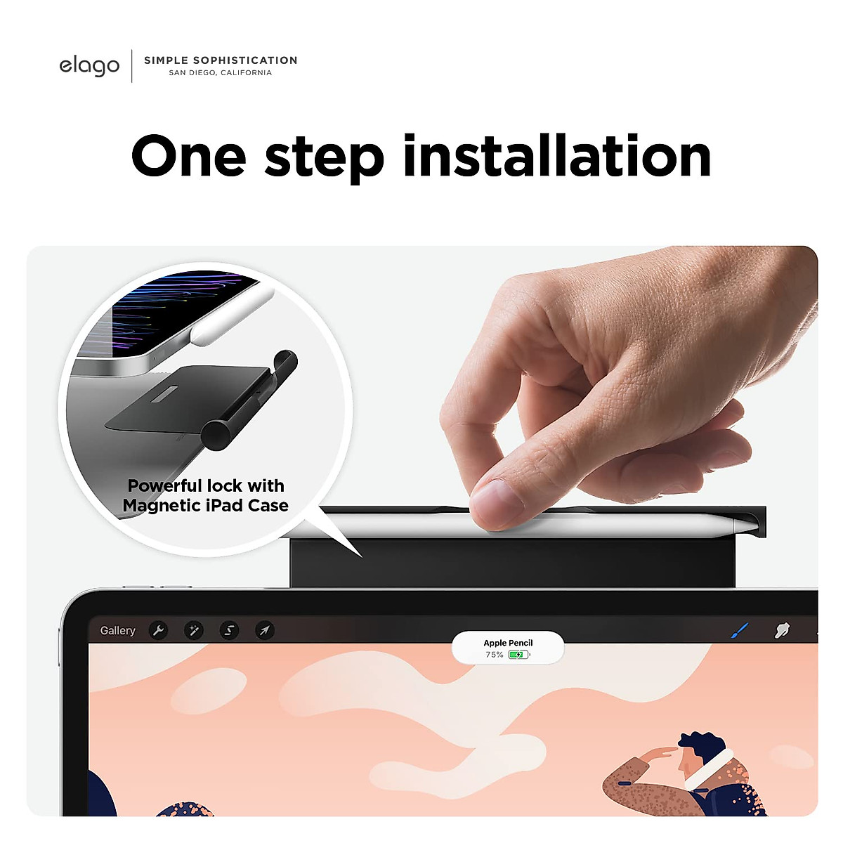 elago Metal Pencil Holder Compatible with Apple Pencil Pro and Apple Pencil 2nd Generation, Compatible with Apple Magic Keyboard, Smart Keyboard Folio and Other Magnetic Cases for iPad