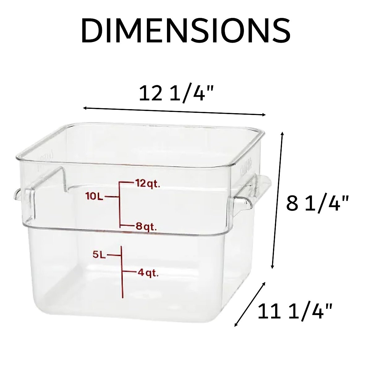 Lumintrail Cambro 12 Qt Square Food Storage Container Clear with Lid Bundle Includes a Measuring Spoon Set