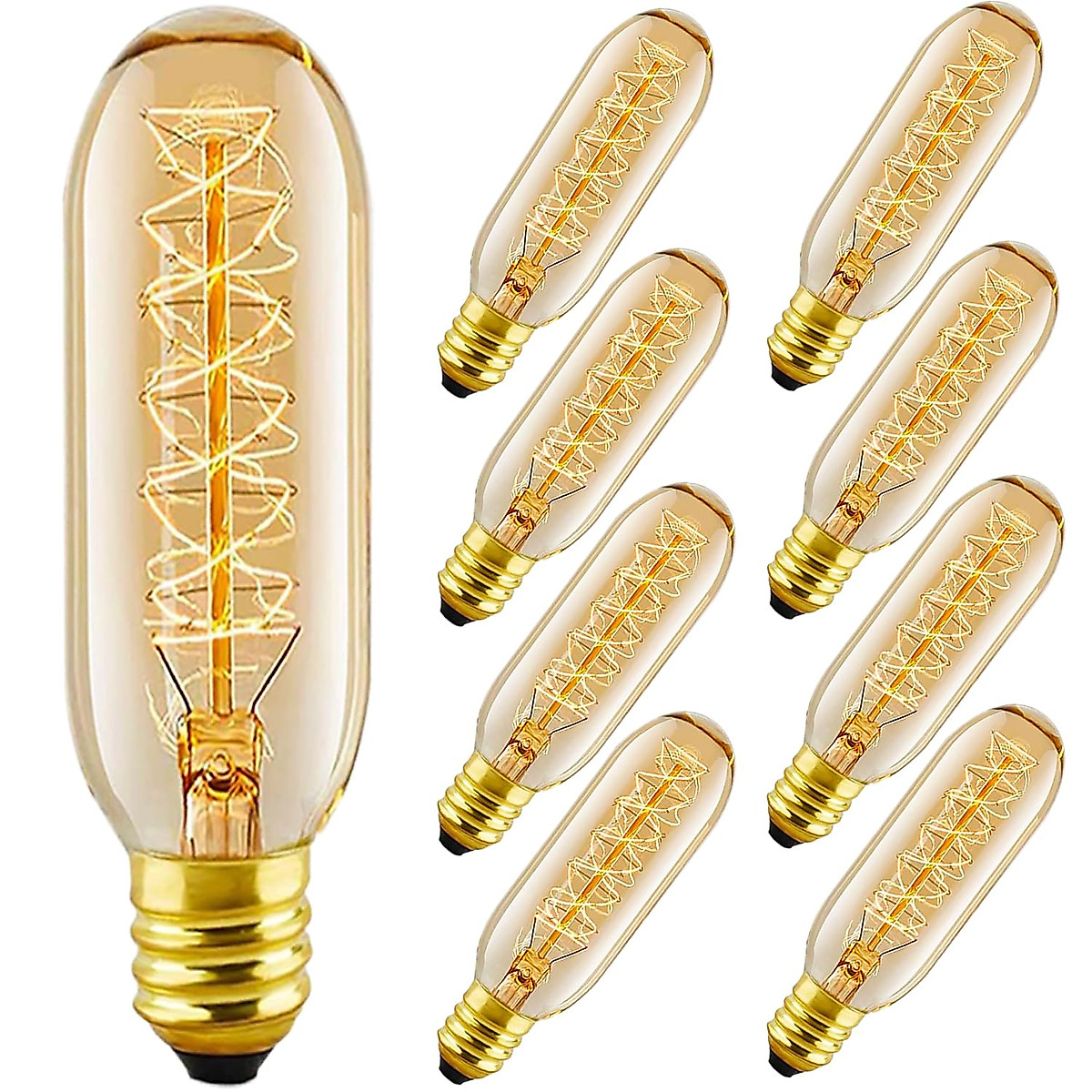 Tiqian 8 -Pack E12 Incandescent Edison Light Bulbs 25 Watt Candelabra, Dimmable 2200K Warm White T6 Clear LED Bulbs 25W 150lm Vintage T25 for Chandelier Ceiling Fan, Tubular Small Filament Bulbs
