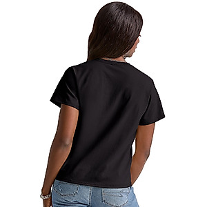 Hanes Comfortblend Essentials, Cotton Crewneck Tee, Classic Fit T-Shirt for Women, Black