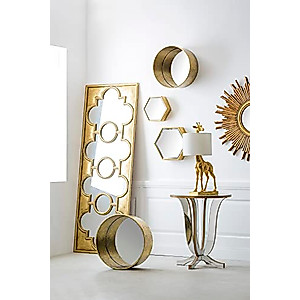 Creative Co-Op Resin Giraffe Table Lamp with Linen Shade, Distressed Gold