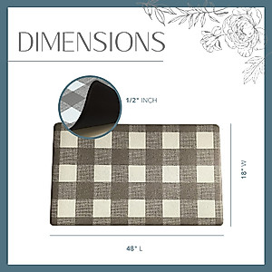 Elrene Home Fashions Farmhouse Living Rustic Comfort Anti-Fatigue Kitchen Mat, 18" x 48", Gray/White