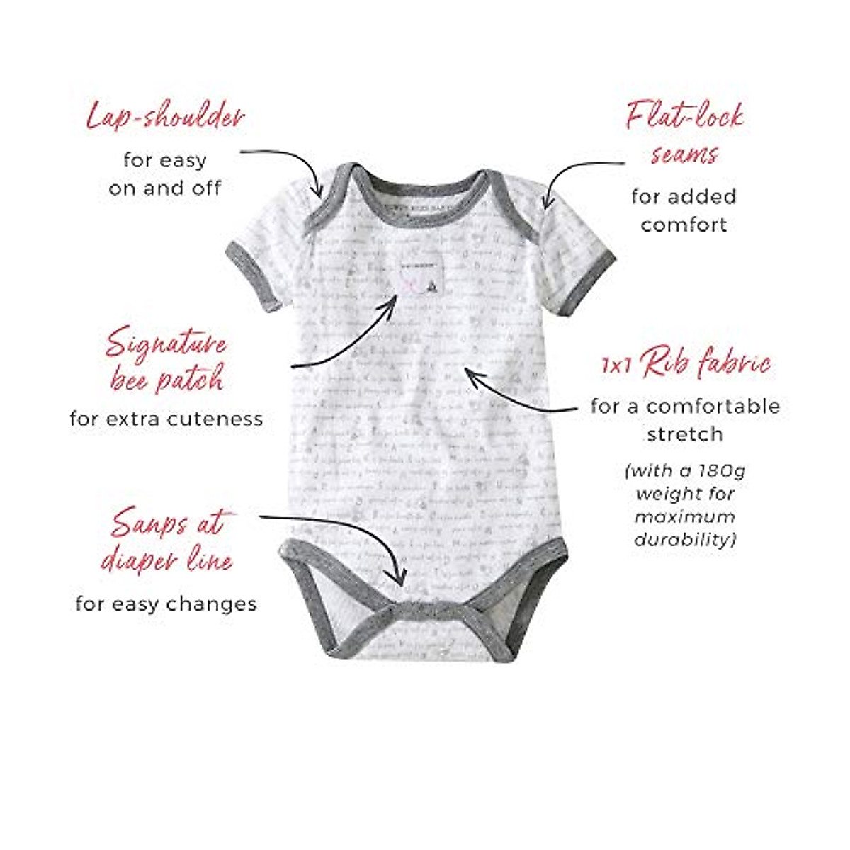 Burt's Bees Baby Unisex Bodysuits, 2-Pack Organic Cotton Short & Long Sleeve One-Pieces,Heather Grey, 0-3Months