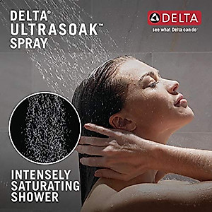 Delta Faucet 52161-BL25 H2Oknietic Single Setting UltraSoak Shower Head, 2.5 GPM Water Flow, Matte Black
