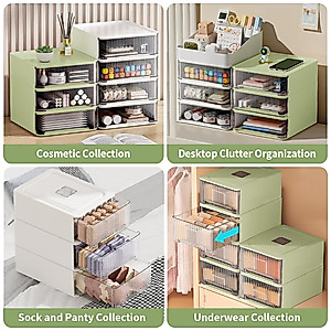 Miaocona Underwear Organizer Drawer, 1 Cell Plastic Sock Underwear Storage Drawer, Stackable Closet Organizers and Storage Box for Bras, Socks, Scarves, Ties, Belt (Placing Style, White, 1 Pcs)