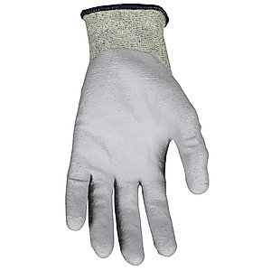 MCR Safety 9828PUM CutPro 18 Gauge HyperMax Work Gloves, CutProtection, Polyurethane Coated Palm & Fingertips, Medium, Gray