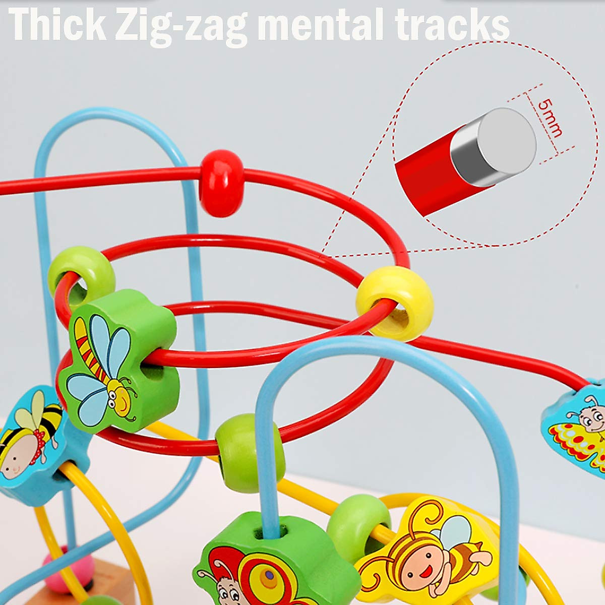 Joqutoys Bead Maze Toy for 1 2 3 Year Old Kids, Wooden Colorful Roller Coaster Circle Toys, Early Educational Toys for Toddlers, First Birthday Gifts for Boys Girls