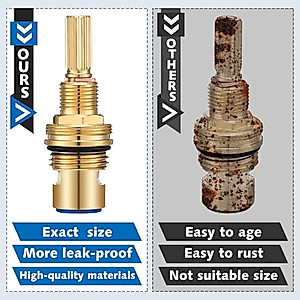 Yaocom Brass 1-001 and Brass 1-002 Ceramic Valve Set Ceramic Valve Cartridge Faucet Cartridge Replacement Compatible with Cold Widespread Cartridge and Hot Widespread Cartridge, Brass Construction