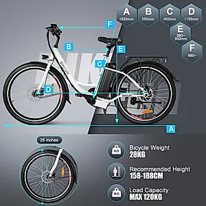 ANCHEER 26 inch 350W Electric Bike for Adult, 15Ah 540Wh Battery Power Assisted Bicycle Up to 50 Miles, Commute E-Bike with Low-Step Frame Shimano 7 Speed (White)