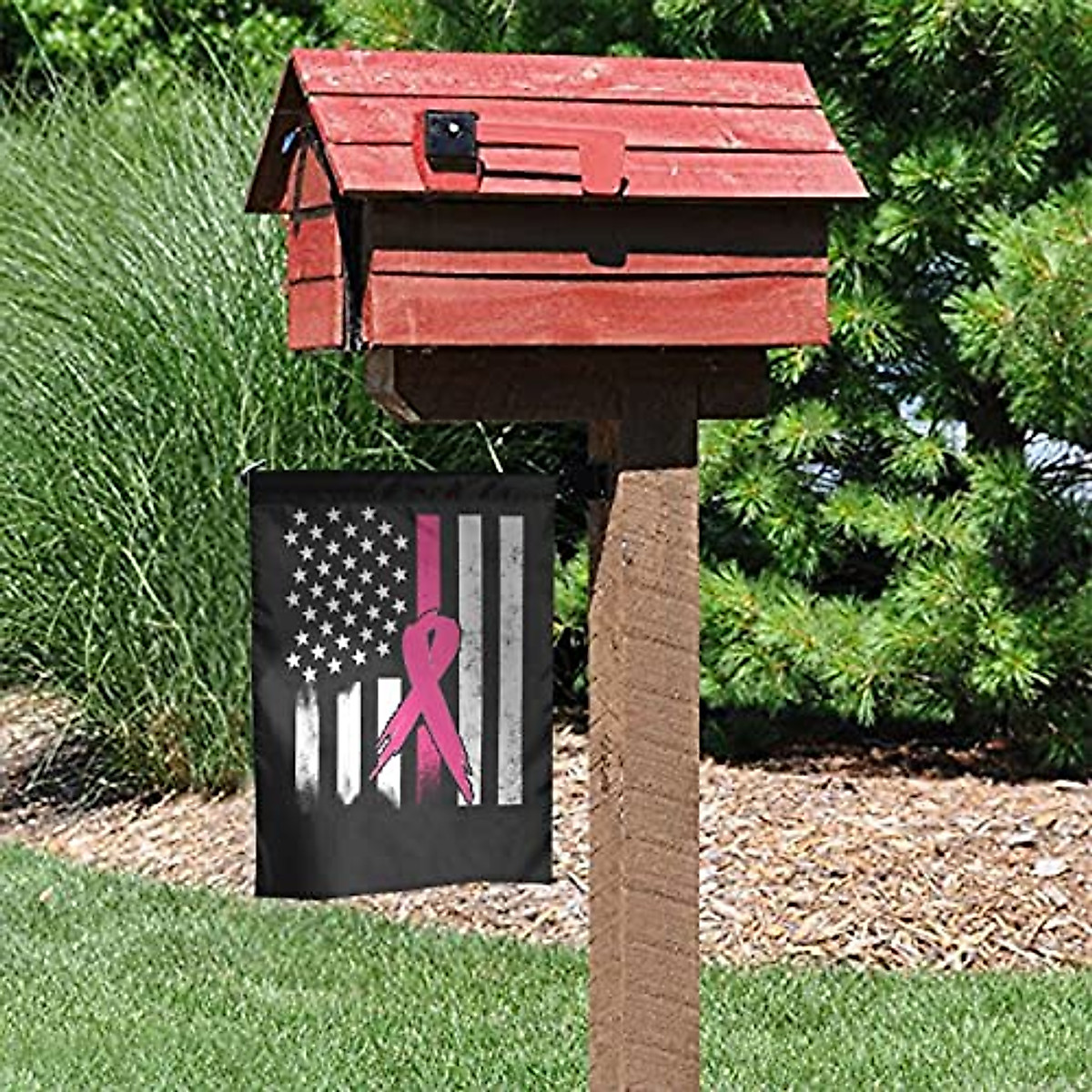 Breast Cancer Awareness Flag Double Sided Breast Cancer Home Garden Flag for Patio Lawn Home Outdoor Decor,12" X 18" (Breast Cancer Awareness)