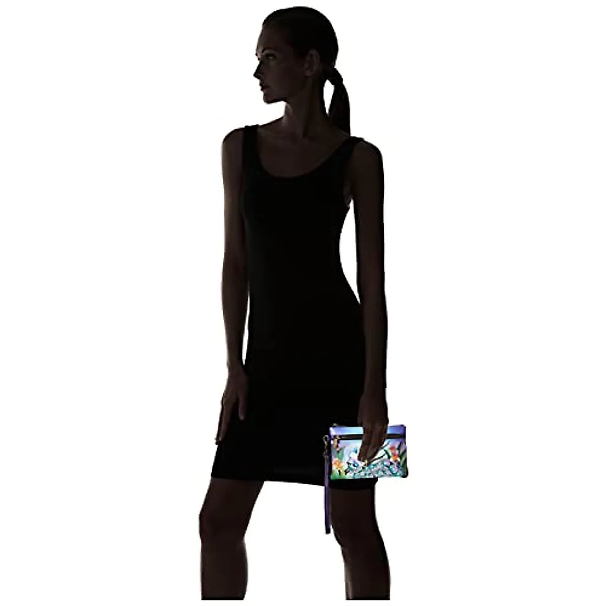 Anna by Anuschka Hand Painted Leather Wristlet Organizer Wallet | Midnight Peacock