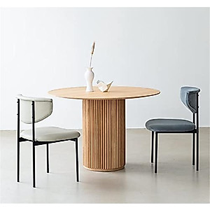 NIUYAO Round Solid Wood Dining Table Natural, 39.5" W Circular Tabletop for Dining Room Kitchen Leisure Coffee Table