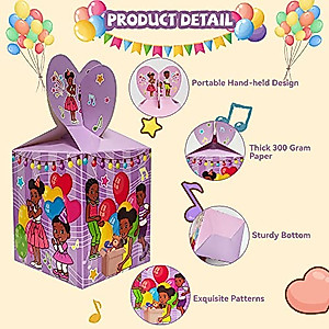 Byhaapy 18Pcs Gracies Party Favor Gift Boxes, Cartoon Corner Goodie Candy Box Black Girls Boys Kraft Treat Boxes for Kids Theme Birthday Party Supplies Table Decoration Baby Shower Decor