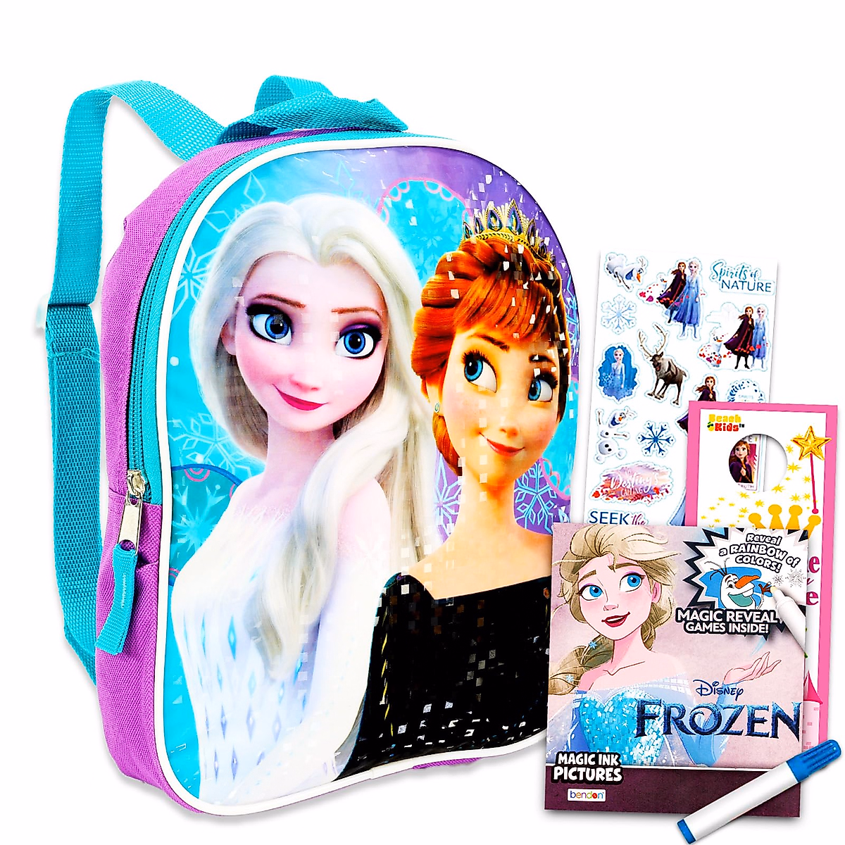 Disney Frozen MINI Backpack For Girls, Kids ~ 6 Pc Bundle With 11" Frozen School Bag and Art Case with Coloring Utensils, Coloring and Activity Pad, Stickers, and More