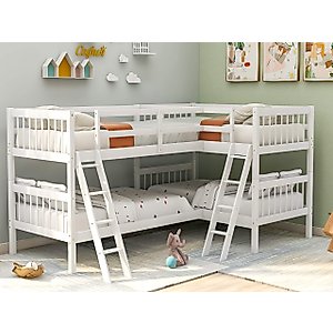 Merax L-Shaped Bunk Bed with Ladder,Twin Size