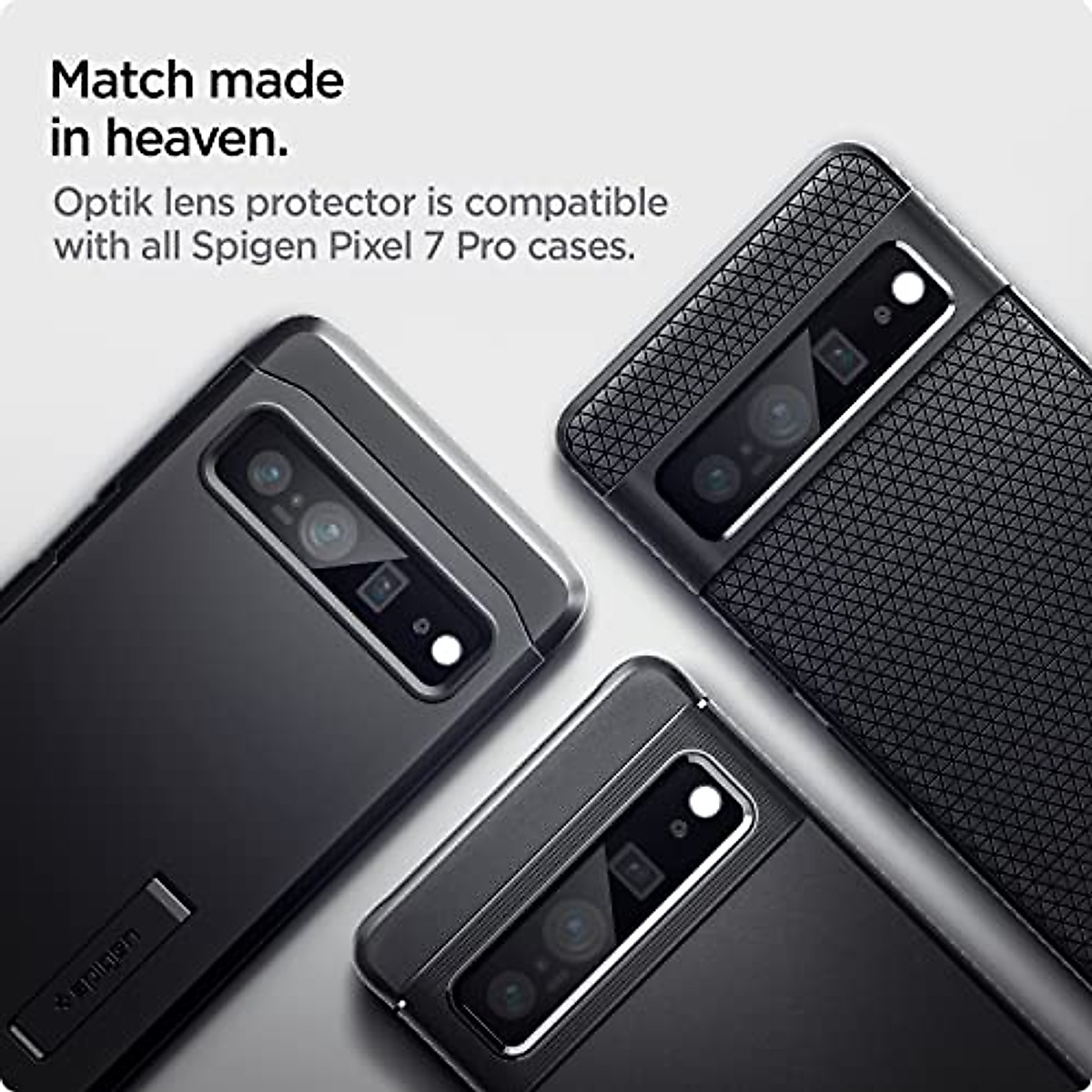 Spigen Camera Lens Screen Protector [GlasTR EZ Fit Optik] Designed for Pixel 7 Pro [Case Friendly] - Black [2 Pack]
